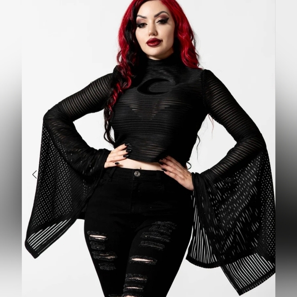 Killstar | Tops | Killstar Black Gothic Bell Sleeve Top | Poshmark